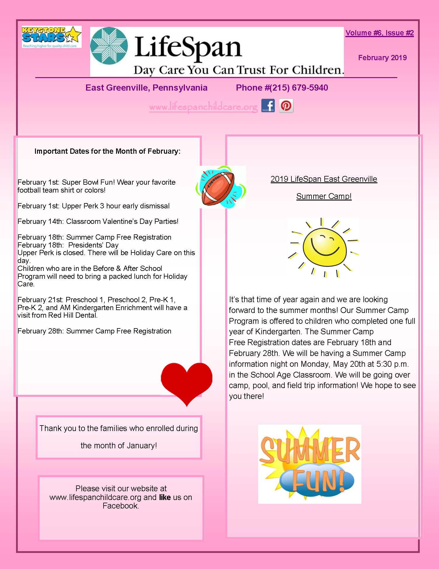 Newsletters LifeSpan Child Care
